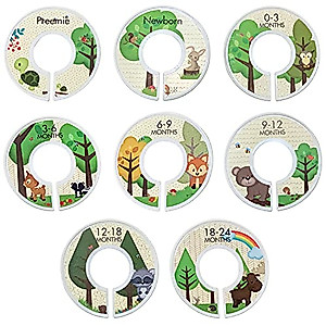 ToddleBee Baby Closet Dividers for Baby Clothes | Woodland Animals Nursery Organizer | Unisex Baby Clothing Size Preemie Newborn Infant to 24 Months | 8 Piece Gift Set