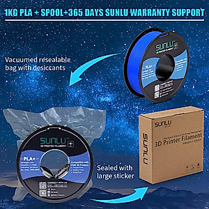 PLA+ 3D Printer Filament 1.75mm, SUNLU PLA Filament PRO, Dimensional Accuracy +/- 0.02 mm, 1 kg Spool, 1.75 PLA Plus, Black+Blue