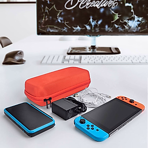 Deruitu Switch Carrying Case Compatible with Nintendo Switch - Fit AC Charger Adapter - with 20 Game Cartridges Hard Shell Travel Switch Pouch for Console & Accessories，Red