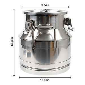 5.28Gal/20L Milk Can - 304 Stainless Steel Milk Jug,Thick Handle with Sealed Lid Heavy Duty Milk Bucket Wine for Kitchen, Rice Cereal Grain Canisters Container