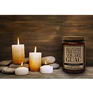 Don't Let Anyone Treat You Like Free Salsa You are Guac, Kraft Label Scented Soy Candle, Huckleberry, Lemon, Vanilla, Glass Jar Candle, Made in The USA, Decorative Candles, Funny and Sassy (Amber)