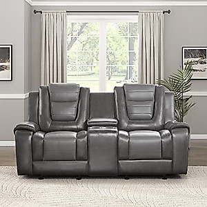 Lexicon Hawthorne Manual Double Glider Reclining Loveseat, Two-Tone Gray
