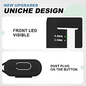 Woyinger for AirPods Case Cover, Come with Clean Pen，Soft Silicone Protective Cover with Buckle for Women Men Compatible with Apple AirPods 2nd 1st Generation Charging Case, Front LED Visible,Black