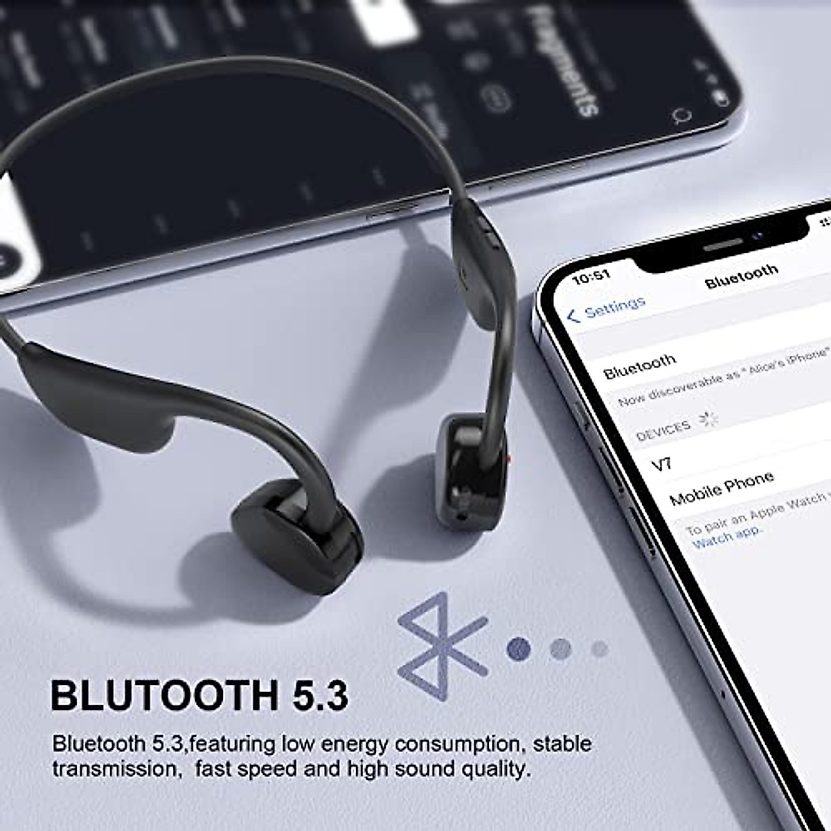 VIDONN Open Ear Headphones, Bluetooth Headset with Microphone, Beyond Bone Conduction- IPX6 Waterproof Sport Headset for Running, Cycling, Hiking, Driving (Black)