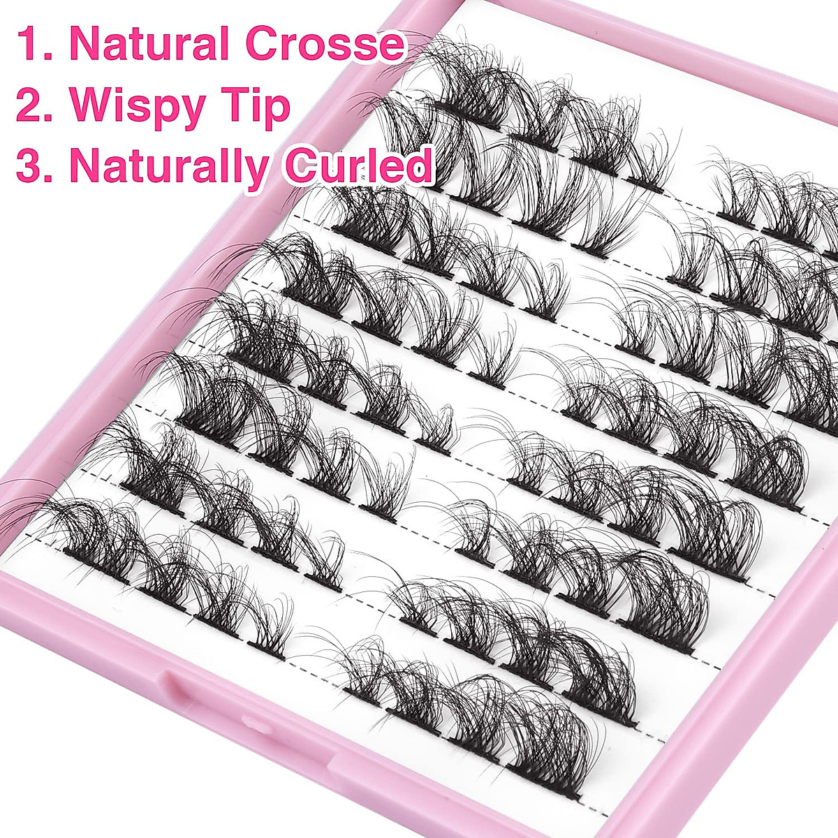 Lashes Clusters Wispy Natural Cluster Lashes 64pcs Individual Lashes Extensions 14-18MM Fluffy Cat Eye DIY Eyelash Extensions by Ruairie