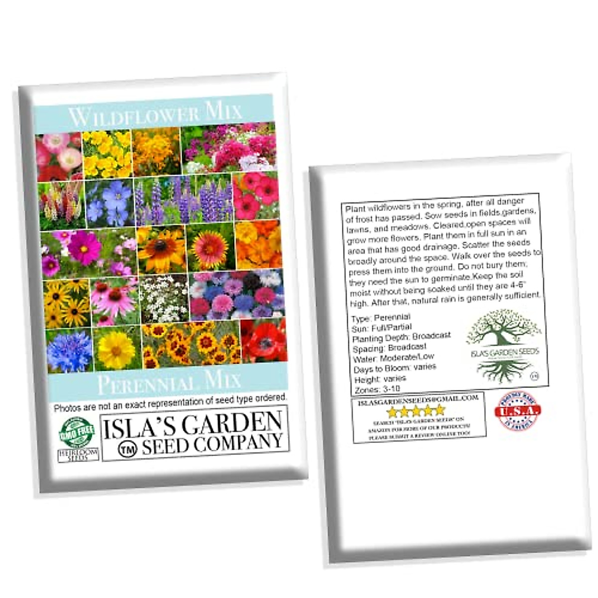 Perennial Wildflower Mix, 600+ Flower Seeds Per Packet, (Isla's Garden Seeds), Blend of 17 Various Perennial Wildflowers, Non GMO & Heirloom Seeds