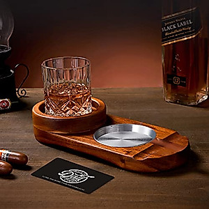 WIPANY Whiskey Glass Tray, Acacia Wood, Rectangular, Best Dad Ever Gift, 2-Year Warranty