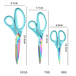 JISTL Craft Scissors Sharp Blades Fabric Scissors Rubber Soft Grip Handle Multipurpose Scissors Suitable for Sewing/Arts/Crafts/Office/School and Home (Blue 3Pcs)