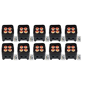 10 Rockville Best PAR 50 Battery Par Can Wash Up-Lights w/Wireless DMX+RGBWA+UV