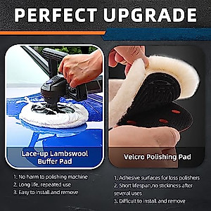 Boomersun 8 Pack 6“ Wool Buffing Pad - Free Adjustment of Tightness, Fit for 5" to 6" Wool Buffer Polishing Pads for Car & Motorcycle Polishing, Glass Grinding
