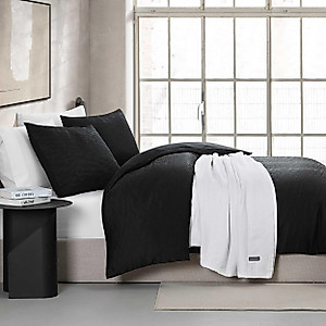 Vera Wang - King Duvet Cover Set, Luxury Textured Weave Bedding with Matching Shams, Ideal for All Seasons, Oeko-Tex Certified (Illusion Black, King)