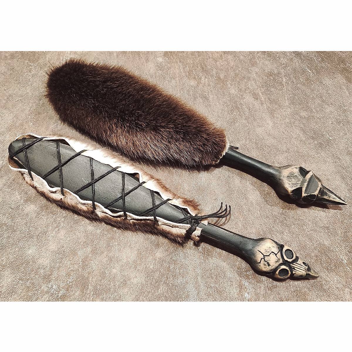 Beater Shamanic Black for tambourine Siberian Shamanic Drum Frame drum Mallet Handcrafted