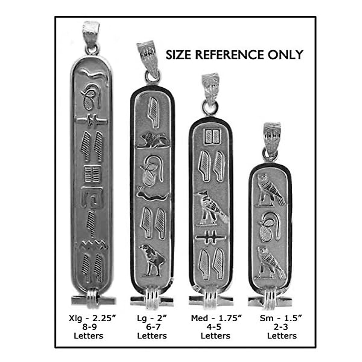 Discoveries Egyptian Imports Made in Egypt - Personalized Sterling Silver Cartouche Necklace - 1-Sided Custom Pendant Handmade in Egypt - Size: Large