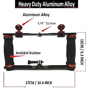 Aluminium Alloy Underwater Lights Dive Light Video Light Stabilizer Tray Handheld Handle Stabilizer Support Bracket Camera Mount for Action Camera and Any Other Camera with 1/4 inch Screw Hole