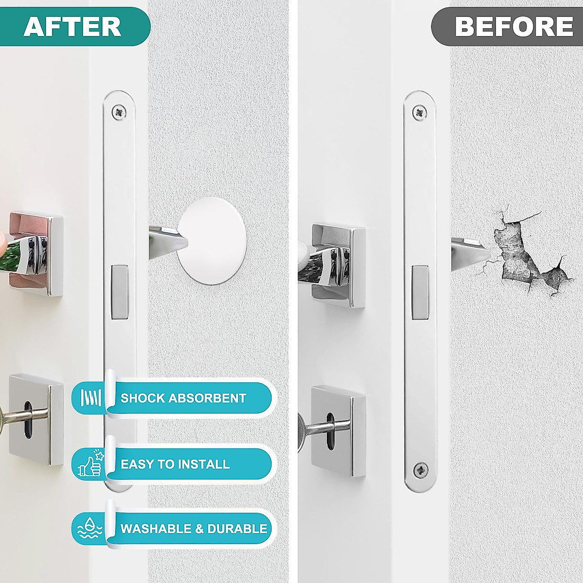 GroTheory Door Stoppers Wall Protector, 4 Pack Large 3.15" Silicone Door Knob Wall Protectors with Strong Self Adhesive, Door Handle Bumper Door Stops for Wall Guard Protection