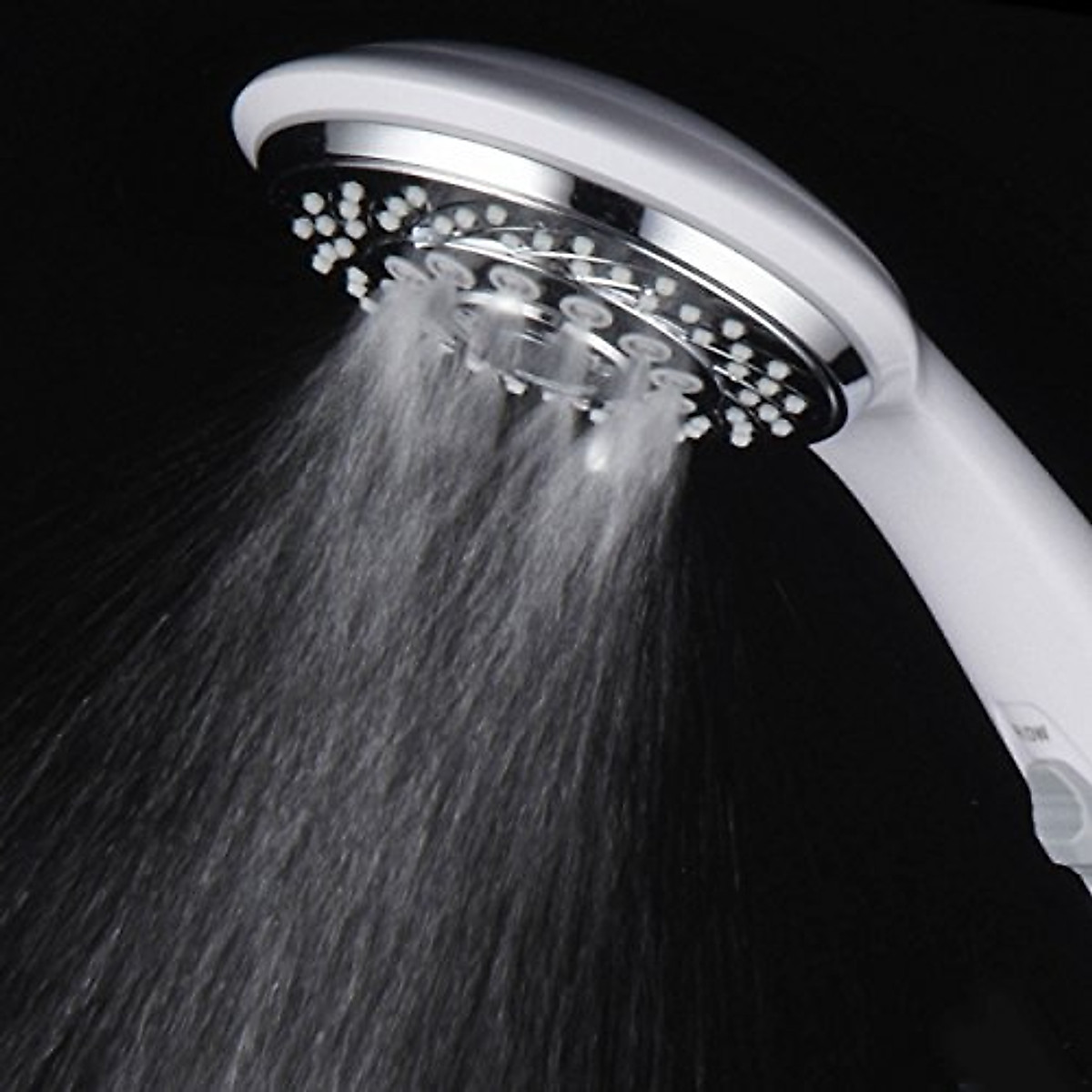 HotelSpa Designer White/Chrome-Face Spiral Handheld w/Patented ON/OFF Pause Switch