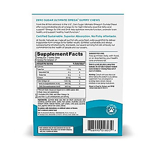 Nordic Naturals Zero Sugar Ultimate Omega Gummy Chews, Tropical Fruit, 54 Gummies, Supports Heart, Brain, and Immune Health, Non-GMO, Vegetarian, 27 Servings