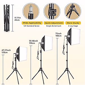 Torjim Softbox Photography Lighting Kit, 16'' x 16'' Professional Softbox Lighting Kit with 85W 3000-7500K LED Bulbs, Studio Lights for Photography/Video Recording/Live Streaming