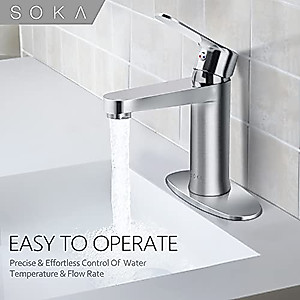 SOKA Bathroom Sink Faucet, Straight Head, Brushed Nickel