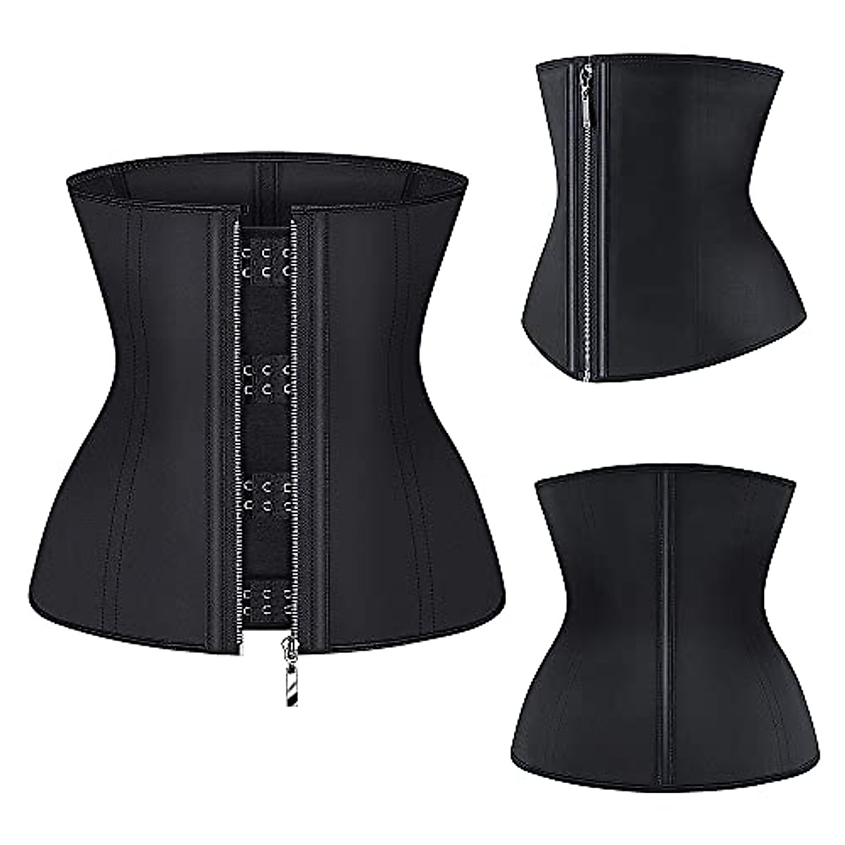 ASHLONE Latex Waist Trainer Corset Underbust Sport Cincher Womens Workout Body Shaper Black