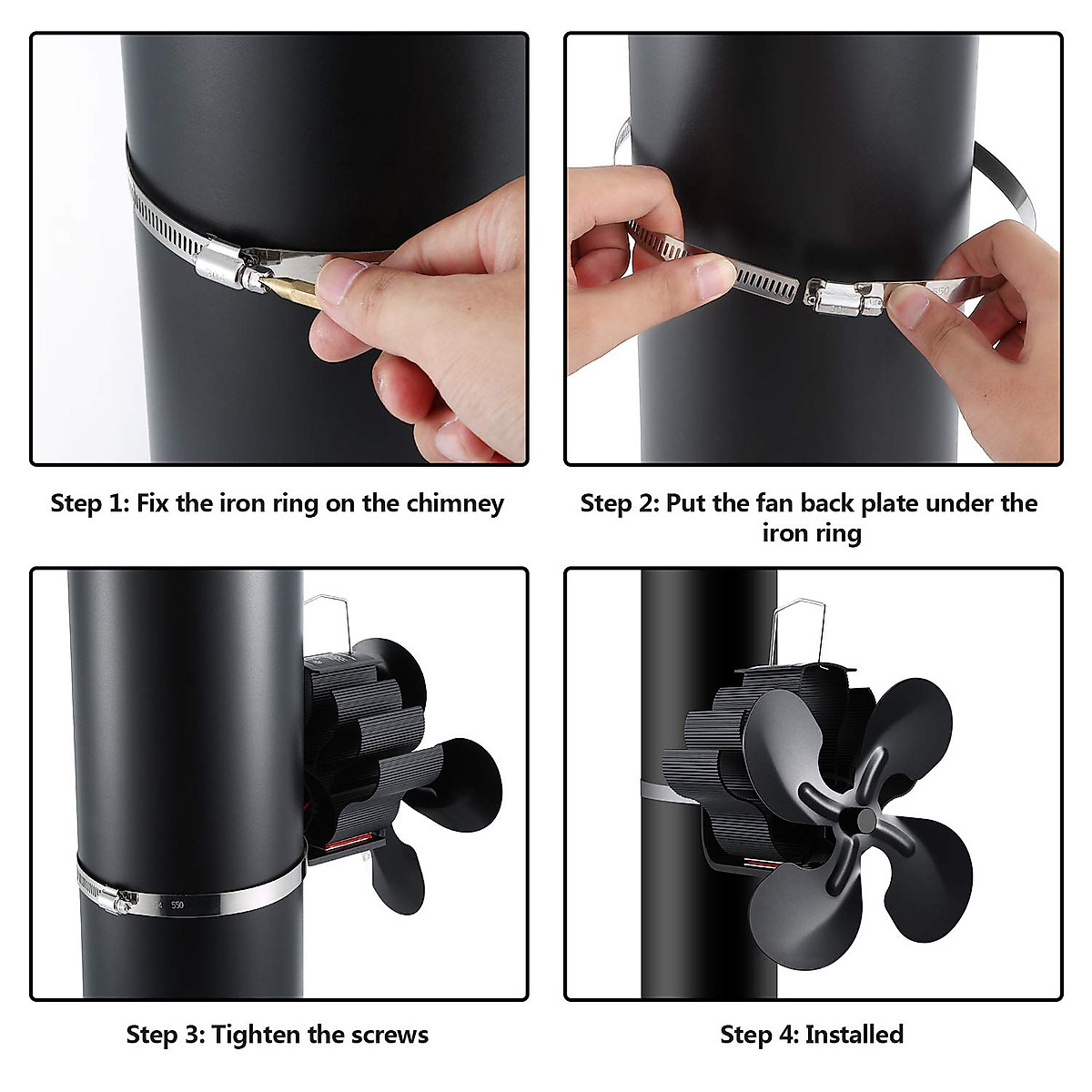 PANDA100 Heat Powered Stove Fan-2019 Upgrade Designed Silent Operation 4 Blades with Stove Thermometer for Wood/Log Burner/Fireplace-Eco Friendly and Efficient Heat Distribution (4 Blades)