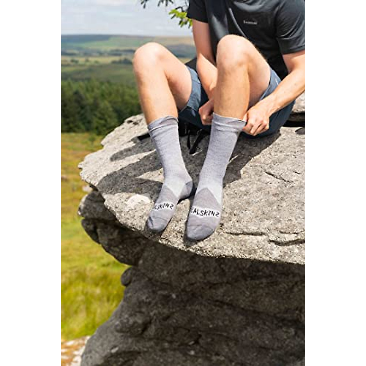 SEALSKINZ Unisex Waterproof All Weather Mid Length Sock, Grey/Grey Marl, Large