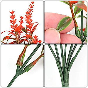 BigOtters 8 Bundles Artificial Lavender Flowers, Outdoor Fake Flowers UV Resistant No Fade Faux Plastic Plants Lover Favors for Home Wedding Garden Porch Window Box Decor(Orange Red)