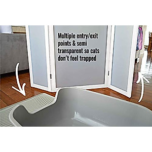 PetFusion ModestCat Litter Box Privacy Screen (3' Tall; 4' Wide, White). Cat Litter Box Furniture Best for Your Cat's Health