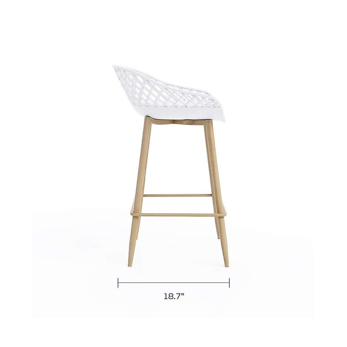 Kurv Counter Stool, Set of 2, White, Indoor/Outdoor, Patio Stools, Bar Stools