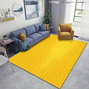 Yellow Brick Tile Wall Vector Area Rugs Floor Mat Non Slip Table Blanket Rugs Soft Door Mat Nursery Carpet for Living Room Home Indoor Outdoor Runner Rugs