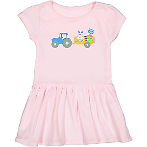 inktastic Happy Easter Cute Bunny and Blue Tractor Toddler Dress 4T Ballerina Pink 3e55d