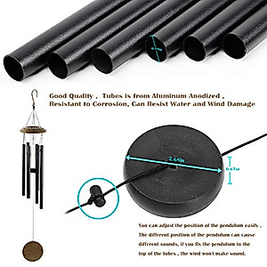 Wind Chimes for Outside,Epartswide Memorial Wind Chimes 38" Wind Chimes Deep Tone with 6 Tuned Tubes Soothing Melodic Tones Sympathy Gifts for Mom Garden Decor (Black)