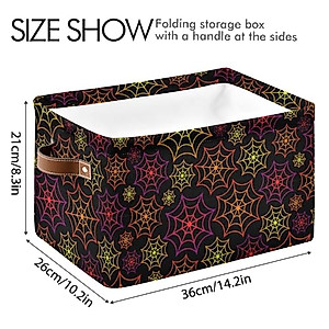 Halloween Spider Web Storage Basket Bins Decorative Toy Organizer Bins Laundry Hamper Baskets with Handles for Pet Books Clothes Makeup Nursery Closet Office,1 pcs