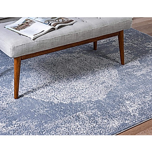 Rugs.com Oregon Collection Rug – 5' x 8' Blue Low-Pile Rug Perfect for Living Rooms, Large Dining Rooms, Open Floorplans