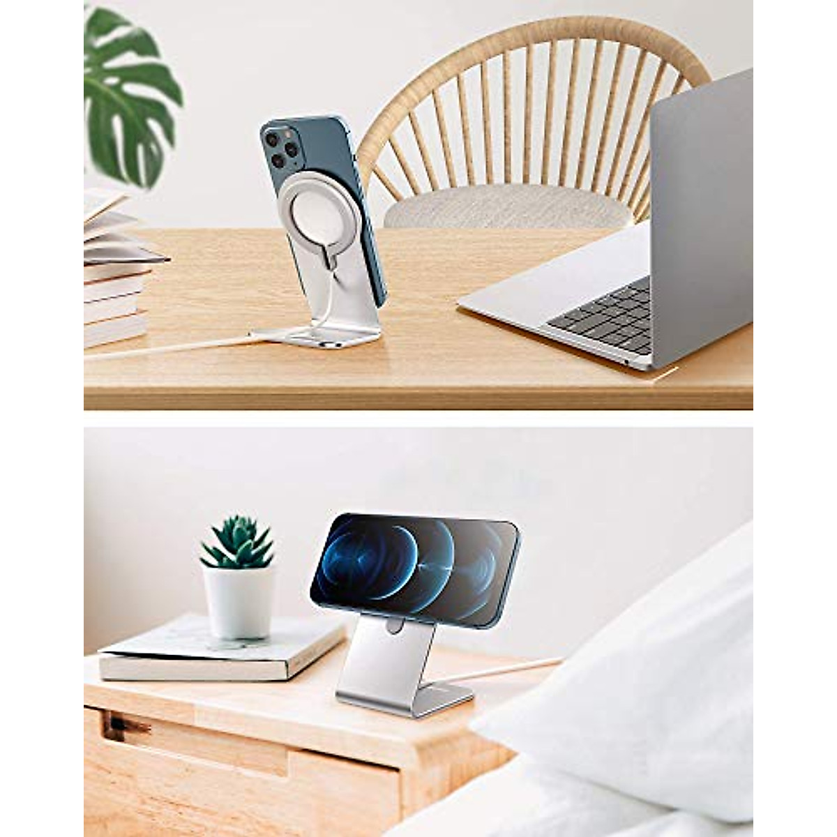 Stand for MagSafe Charger, CreaDream Aluminum Stand Holder Cradle for iPhone 14 13 12 Series, Magsafe Accessories Compatible with iPhone 14 13 12 Mini Pro, Pro Max, MagSafe Charger Not Included-Silver