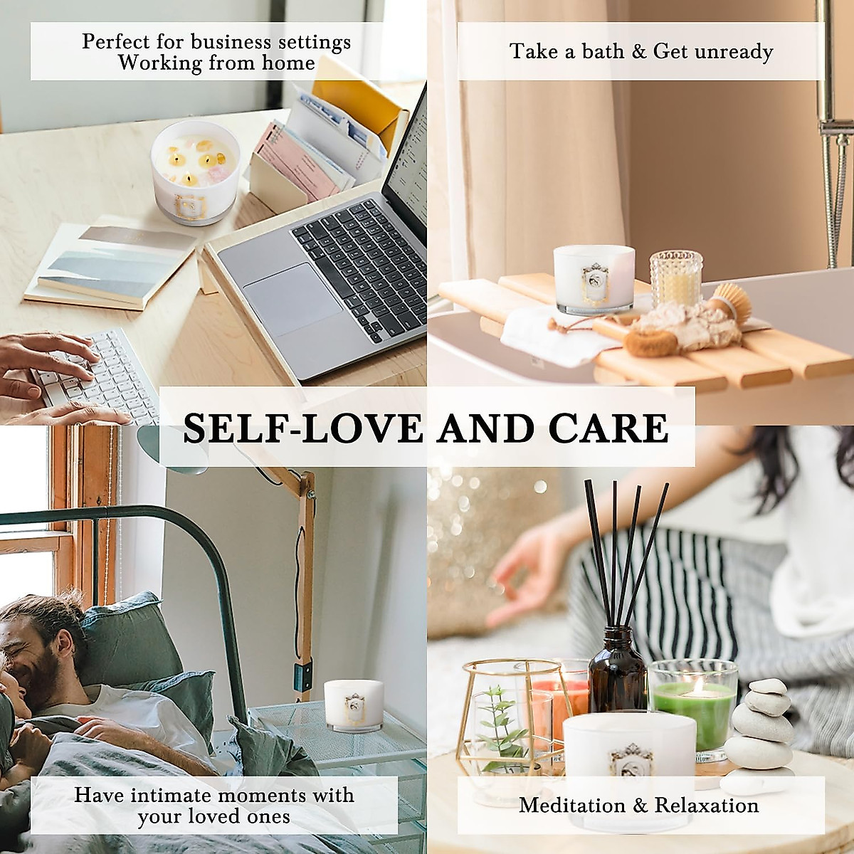 Healing Crystal Candles, Chakra Candles, 12oz Non Toxic Candles for Home, Spiritual Astrology Gifts for Women Mom. Organic Self Love Manifestation Candle with Natural Soy and Essential Oil