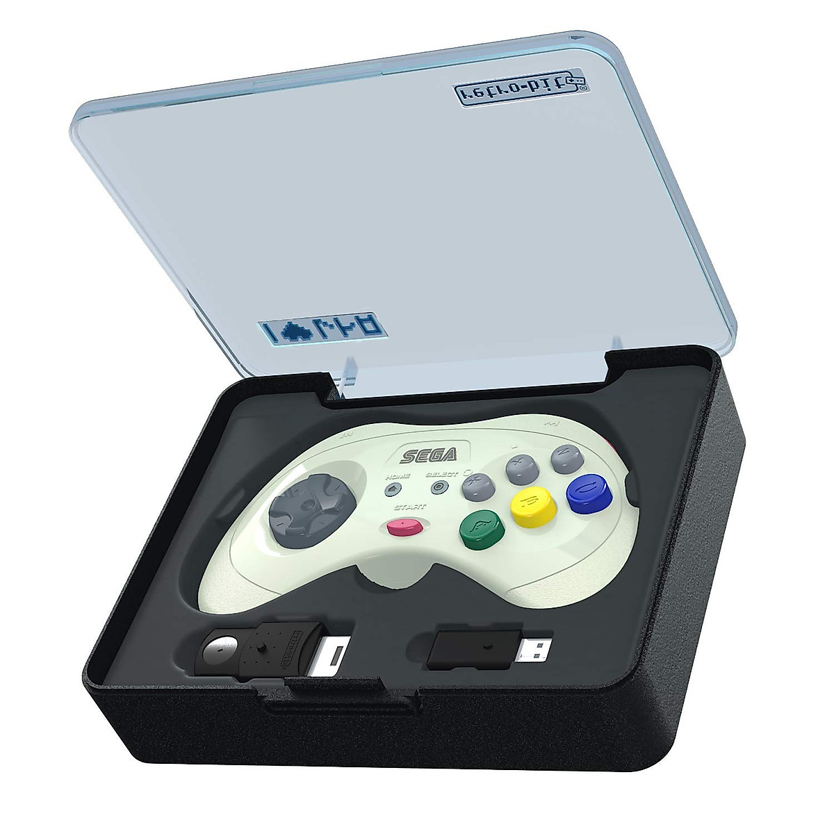 Retro-Bit Official Sega Saturn 2.4 GHz Wireless Controller for Sega Saturn, Sega Genesis Mini, Switch, PS3, PC, Mac - Includes 2 Receivers & Storage Case (White)