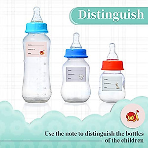 600 Pieces Baby Bottle Labels for Daycare Removable Writable Animal Labels Self-Laminating Water and Oil Resistant Name Labels for Baby Food, Bottles, Daycare (Light Colors)
