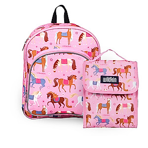 Wildkin 12 Inch Backpack Bundle with Insulated Lunch Bag (Horses)