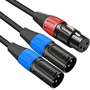 JOMLEY XLR Splitter Cable, XLR Female to Dual XLR Male Y Splitter Cable, 1 XLR Female to 2 XLR Male Balanced Microphone Splitter Cord Audio Cable - 5 feet