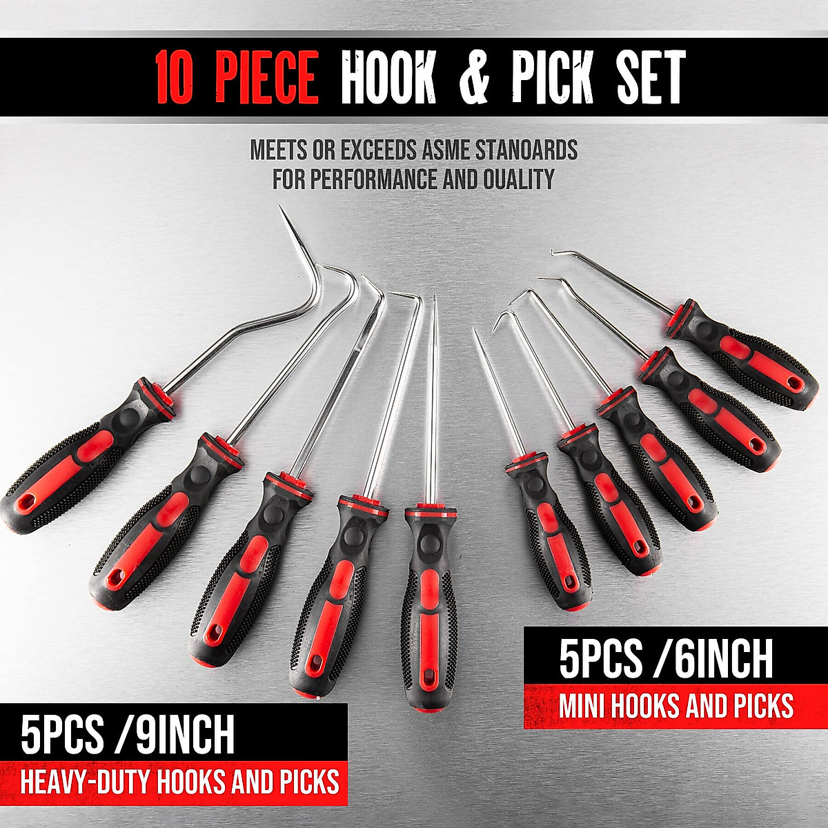 AMM 10-Piece Pick and Hook Set, Precision Automotive Pick Tool Set for Car Auto Oil Seal/O-Ring Seal Gasket Pick Mini Hooks Puller Remover Perfect for Automotive and Electronic Tools