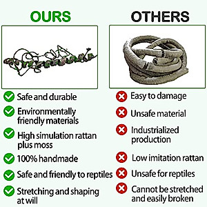 BNOSDM Reptile Vines Plants Flexible Jungle Climbing Vine Natural Moss Rope Jungle Decor for Bearded Dragons Lizards Snake Chameleon Geckos
