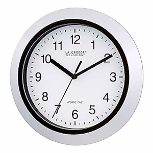 La Crosse Technology Atomic Analog Wall Clock, 10", Silver