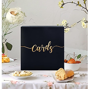 SietDESEO Card Box for Party Black Card Box with Matte Gold Foil Design Money Card Box Gift Card Box Holder for Wedding Reception Retirement Graduation Baby Shower Birthday Card Box