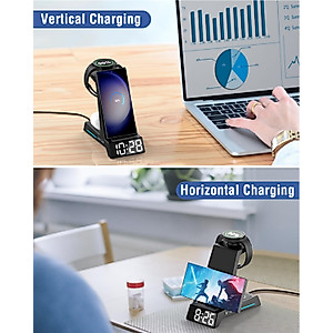 Welgo Wireless Charger for Samsung with Alarm Clock, 4 in 1 Charging Station for Samsung S23 Ultra/S22/Note 10/Z Fold4/Z Flip4/iPhone, for Galaxy Watch 5 Pro/4/3 & Samsung Galaxy Buds