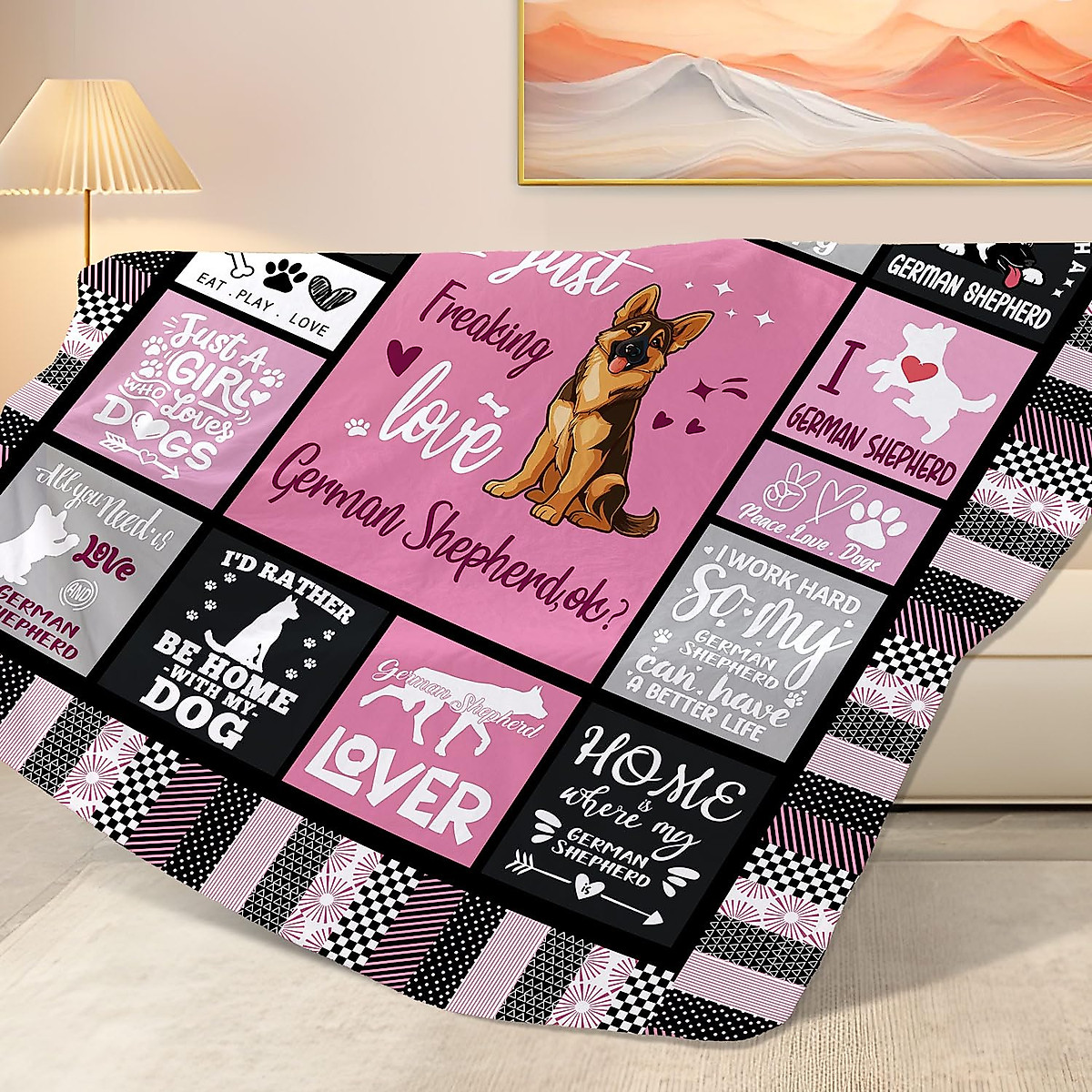 standhustle Blanket for German Shepherd Lover Gifts for German Shepherd Mom - 50" X 60" I Just Freaking Love German Shepherd - Birthday Present for Dog Mom Lover Girls