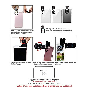 Cell Phone Camera Lens Kit,11 in 1 Universal 20x Telephoto Lens,0.63Wide Angle+15X Macro+198°Fisheye+2X Telephoto+Kaleidoscope+CPL/Starlight/Eyemask/Tripod,for Most iPhone Smartphone (Black)