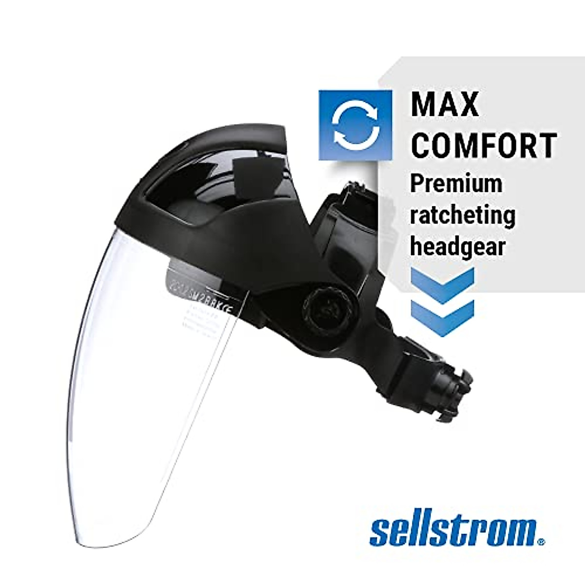 Sellstrom Face Shield - Single Crown Full Safety Mask for Men & Women - Clear Polycarbonate - Ratchet Headgear - S32010