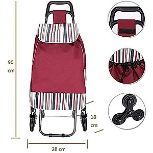 Shopping Trolley on Wheels Multi Function Shopping Cart Trolley On 6 Wheels Portable Aluminum Alloy Folding Elderly Supermarket Trolley with Seat Plate Storage Hand Trucks,Blue ,