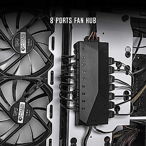 ID-COOLING HA-02 Fan Hub for Computer Internal Fans, 8 PWM Ports+8 ARGB Ports, ARGB Motherboard Sync, PWM Functional Fan Adapter